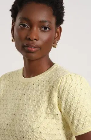 ISAAC MIZRAHI NEW YORK Cotton-blend Pointelle Sweater