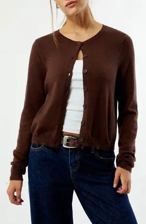 PACSUN Marley Button Front Cardigan - Brown