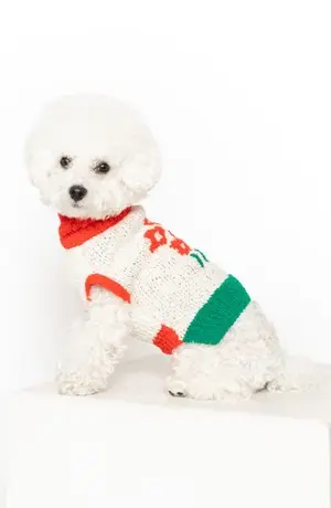 THE FURRYFOLKS Flower Turtleneck Pet Sweater
