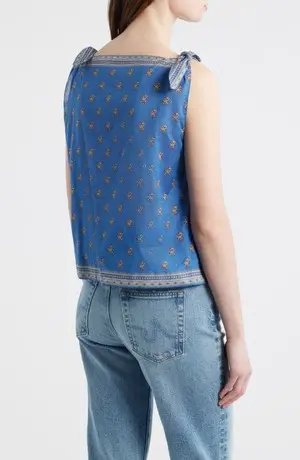 DÔEN Amalia Print Tie Shoulder Sleeveless Top