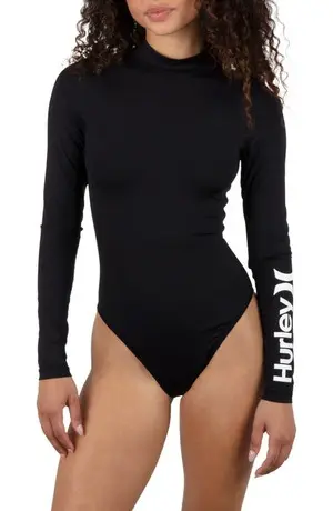 Hurley Oao Mock Neck Long Sleeve One-piece Swimsuit