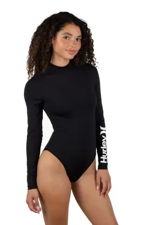 Hurley Oao Mock Neck Long Sleeve One-piece Swimsuit
