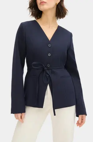 ALIGNE Parker Collarless Jacket - Navy