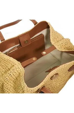 Dune London Raffia Satchel With Removable Pouch