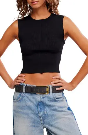 Free People Back To Back Crop Tank - Black