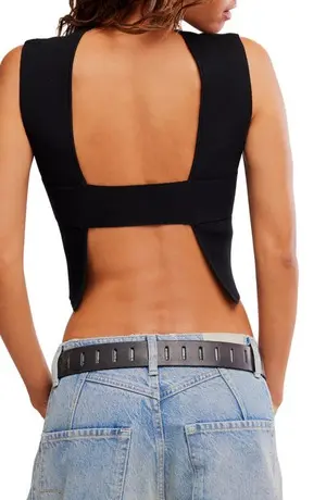 Free People Back To Back Crop Tank - Black