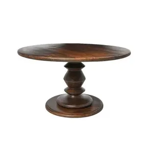 STORIED HOME Pedestal Coffee Table - Brown