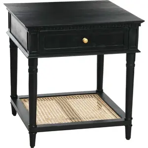 STORIED HOME End Table With Drawer And Storage Shelf - Black