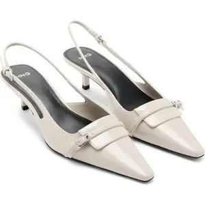 Mango Slingback Kitten Heel Pumps - Ecru