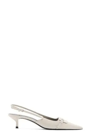 Mango Slingback Kitten Heel Pumps - Ecru