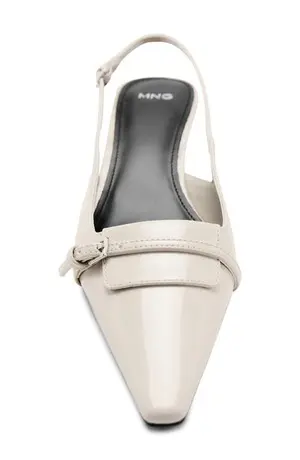 Mango Slingback Kitten Heel Pumps - Ecru