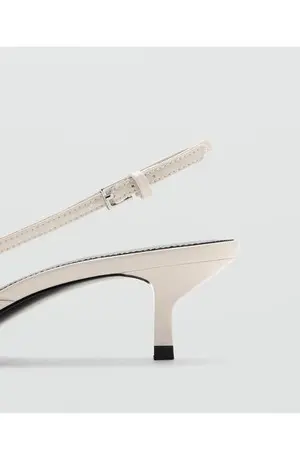 Mango Slingback Kitten Heel Pumps - Ecru