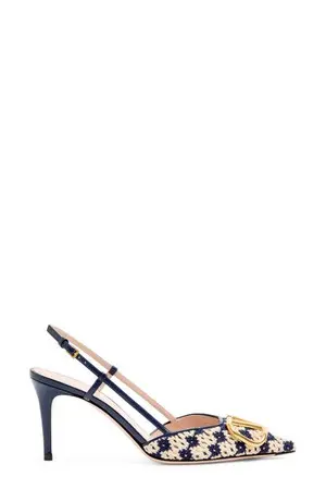 Valentino Garavani Vlogo Crochet Slingback Pumps - Navy