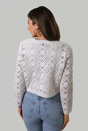 Central Park West Violete Crochet Cardigan - White