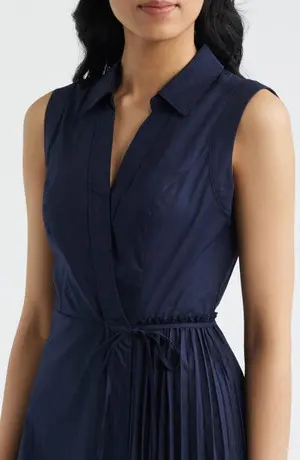 Halogen Pleated Wrap Mini Dress - Baritone Blue