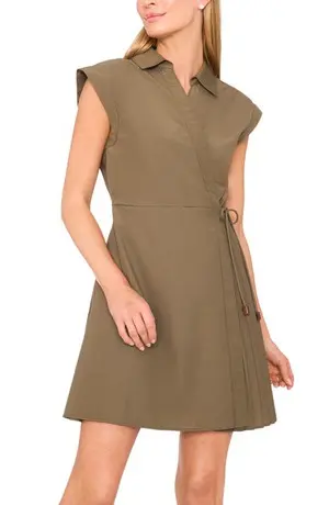 Halogen Pleated Wrap Mini Dress