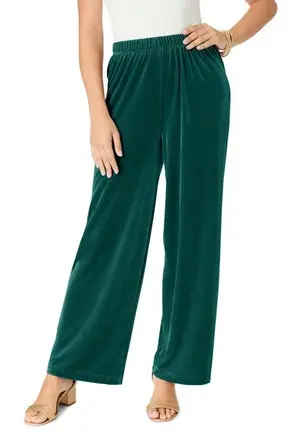 Roaman's Wide Leg Pants - Emerald Green