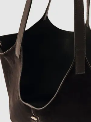 REISS Lyra Leather And Suede Tote Bag - Chocolate