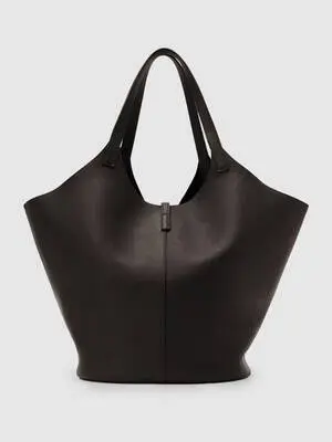 REISS Lyra Leather And Suede Tote Bag - Chocolate