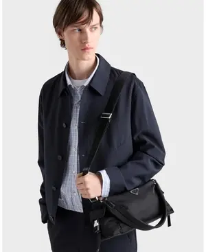 Prada Explore Re-nylon And Leather Bag - Black