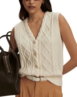 Varley Tatyana Cable Knit Vest - Egret