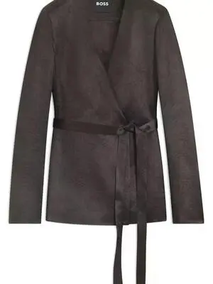 BOSS Slim-fit Blazer In Lustrous Twill - Brown