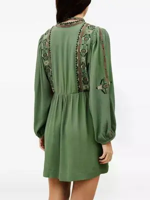 Ba&sh Telma Embroidered V-neck Dress - Green