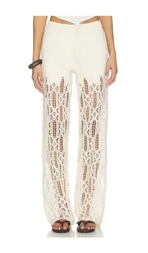 SELMACILEK High Waisted Flare Pant With Macrame Detail