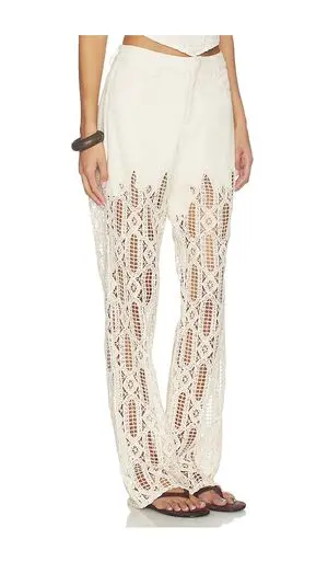 SELMACILEK High Waisted Flare Pant With Macrame Detail