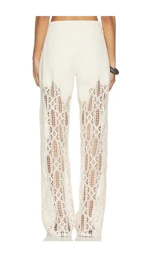 SELMACILEK High Waisted Flare Pant With Macrame Detail