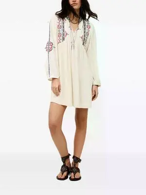 Ba&sh Telma Embroidered V-neck Dress - Neutrals