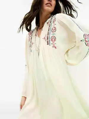 Ba&sh Telma Embroidered V-neck Dress - Neutrals