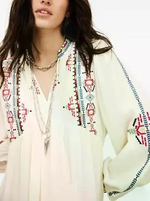 Ba&sh Telma Embroidered V-neck Dress - Neutrals