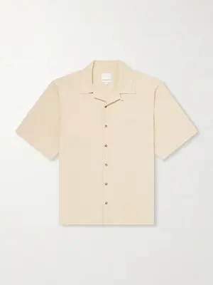 A.p.c. Jude Camp-collar Organic Cotton And Linen-blend Shirt - Neutrals