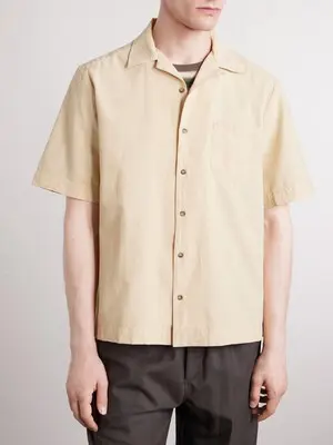 A.p.c. Jude Camp-collar Organic Cotton And Linen-blend Shirt - Neutrals
