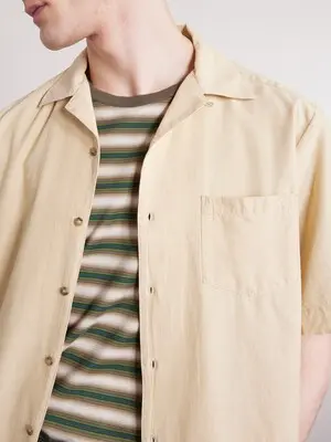 A.p.c. Jude Camp-collar Organic Cotton And Linen-blend Shirt - Neutrals