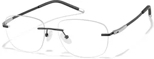 Zenni Square Rimless Glasses With Titanium Frame - Black