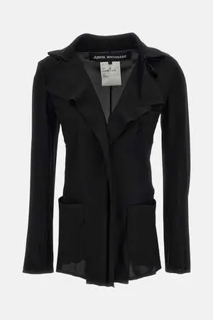 Junya Watanabe Fluid-fabric Jacket With Deconstructed Lapels - Nero