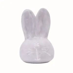 GALLERIE II Smiling Easter Bunny Head Cement Decorative Figurine 6.1 - Gray