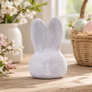GALLERIE II Smiling Easter Bunny Head Cement Decorative Figurine 6.1