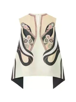 La DoubleJ Floral Pattern Trapeze Top - Neutrals