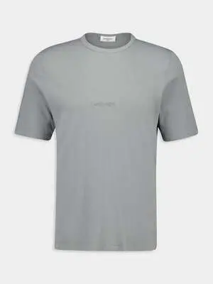 Saint Laurent Grey Short-Sleeve Crewneck Cotton T-Shirt Grey