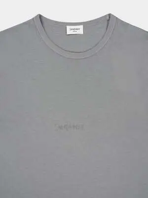 Saint Laurent Short-sleeve Crewneck Cotton T-shirt - Grey