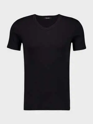 TOM FORD Cotton V-neck T-shirt - Black