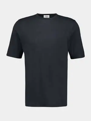 Saint Laurent Tonal Embroidered Cotton T-shirt - Black