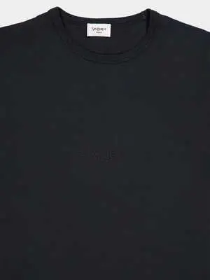 Saint Laurent Tonal Embroidered Cotton T-shirt - Black