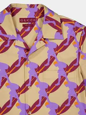 Gucci Beige Printed Cotton Shirt