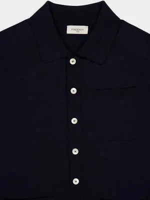 PIACENZA CASHMERE 1733 Navy Short-sleeve Button-up Shirt - Blue