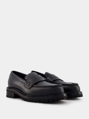 Off-White Leather Loafers With Debossed Logo
