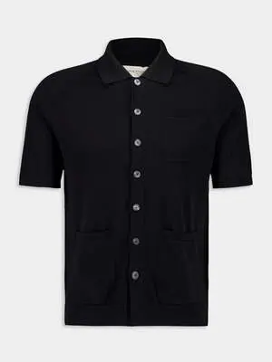 PIACENZA CASHMERE 1733 Black Short-Sleeve Button-Up Shirt Black